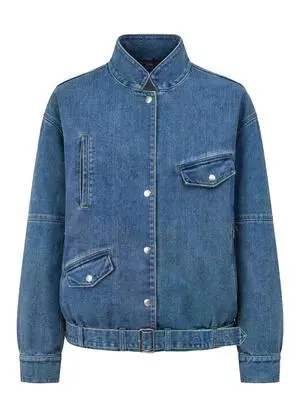 Tibi Moto Denim Bomber - Blue