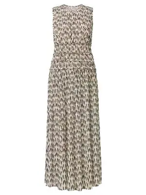Ulla Johnson Kamaria Smocked Sleeveless Dress Neutrals