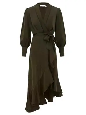 Zimmermann Midi Wrap Dress - Green