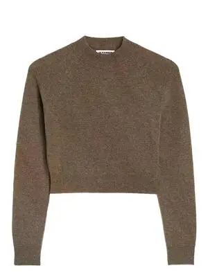 JIL SANDER Cropped Crewneck Sweater Brown