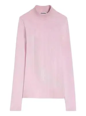JIL SANDER Mock-neck Ribbed Knit Sweater - Pink