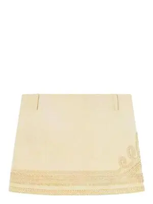 Ermanno Scervino Embroidered Suede Skirt - Neutrals