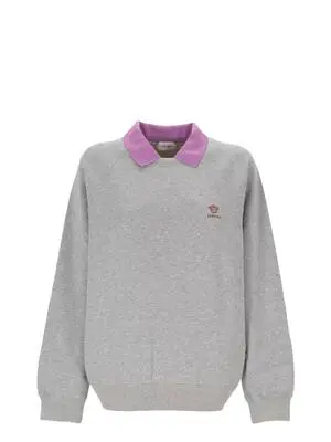 Versace Embroidered Medusa Logo Cotton Jersey Sweatshirt - Grey