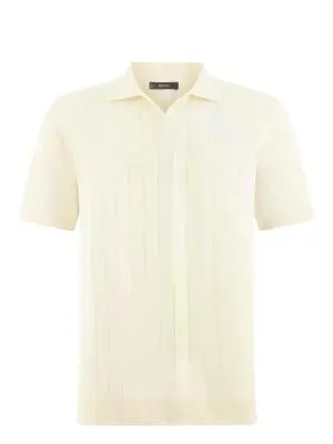 Boggi Milano Cotton And Silk Knitted Polo Shirt - Neutrals
