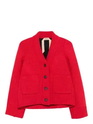 N°21 Button-up Cardigan With Pockets - Red