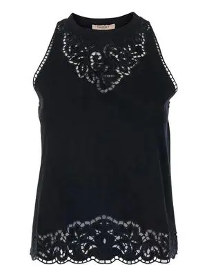 TWINSET Crochet Detail Top - Black