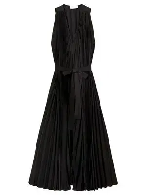 TWINSET Pleated V-neck Midi Dress - Black