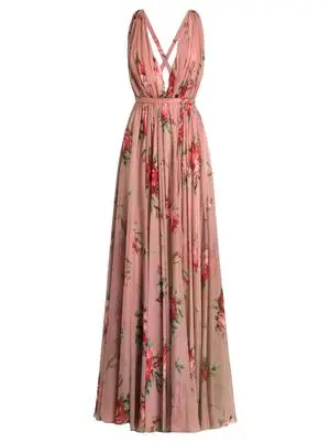 Dolce & Gabbana Floral Print Maxi Dress - Pink