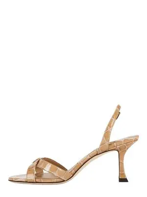 JIMMY CHOO Elsy Embossed Croc 70 Sandal - Chai