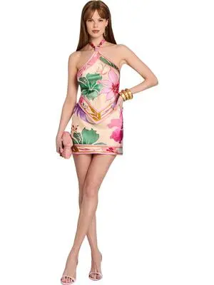 Retrofete Adelaide Silk Mini Dress - Ivory Hibiscus Floral