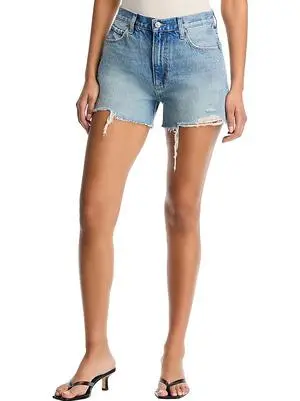 Paige Archie Raw Hem Denim Shorts - Foret