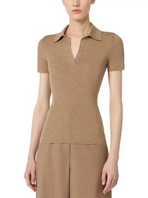 Max Mara Albero Wool Polo Sweater - Gold Beige