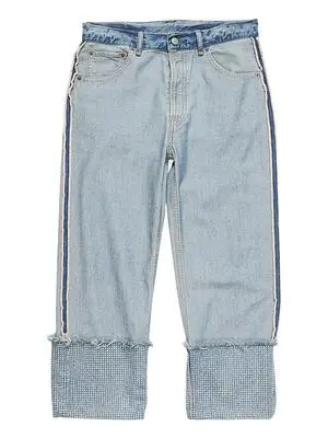Acne Studios Rhinestone Hem Straight Jeans - Mid Blue