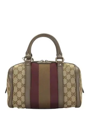 Gucci Gucci Original GG Web Boston Bag Small Brown