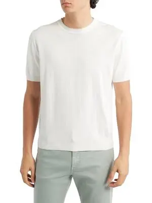 Canali Short-sleeve Cotton Crewneck Sweater - White
