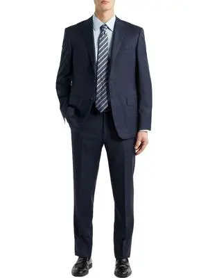 Canali Siena Regular Fit Super 130s Wool Suit - Navy