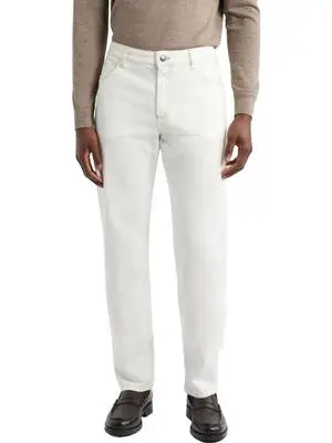 Canali Garment Dyed Bull Denim Jeans - White