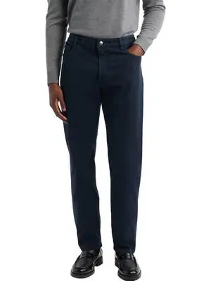 Canali Garment Dyed Bull Denim Straight-leg Jeans - Navy
