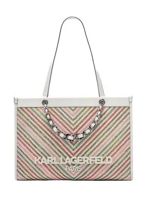 Karl Lagerfeld Paris Savoie Chevron Raffia Tote Multi Combo