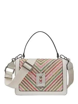 Karl Lagerfeld Paris Simone Chevron Raffia Satchel - Multi Combo