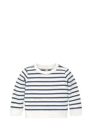 PRIMARY Baby Crewneck Sweatshirt - Sunwahed Navy Ivory Stripe