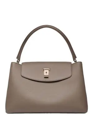 Bally Lock Me Top Handle Bag In Leather - Brown