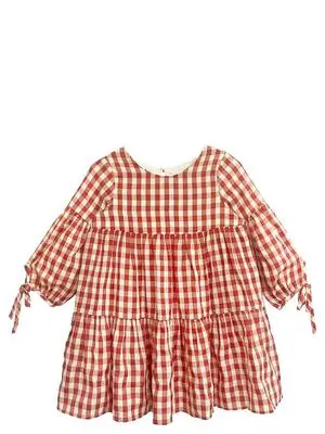 MABEL + HONEY Gingham Tiered Dress - Checkered/ Red
