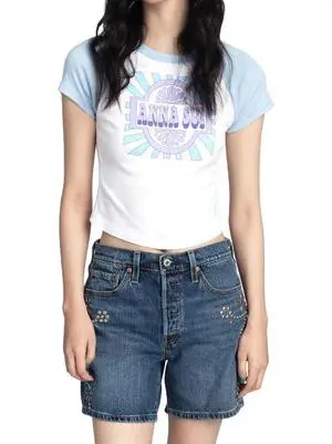 Anna Sui Spring 26 Invitation Baby Tee - Baby Blue