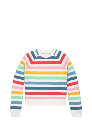 PRIMARY Striped Cropped Sweatshirt - Blossom Clementine Stripe