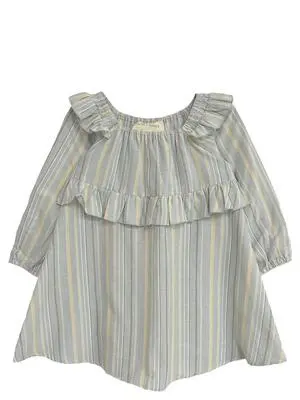 MABEL + HONEY Brooklyn Ruffled Stripe Dress - Blue/ Striped