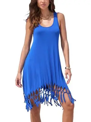 LASCANA Fringe Hem Beach Dress - Royal Blue