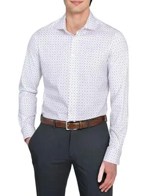 W.R.K Slim Fit Metro Diamond Print Reworked Dress Shirt White/grey