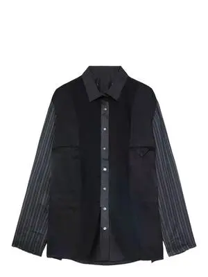 MAISON MARGIELA Striped Panelled Shirt Jacket - Black