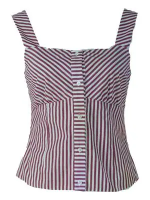 Maje Striped Crop Tank Top - Red