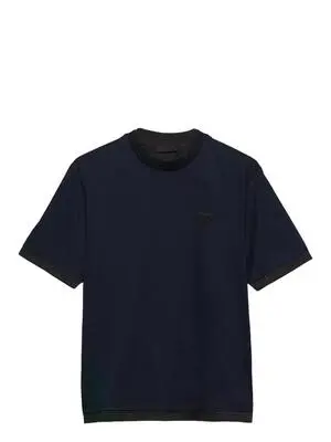 Prada Triangle-logo Cotton T-shirt - Blue