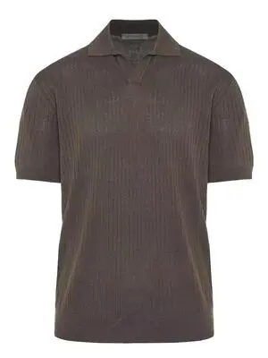 CORNELIANI Pima Ribbed Short Sleeve Sweater