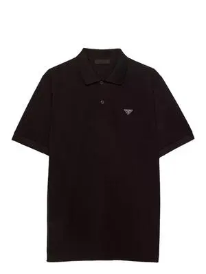 Prada Logo-plaque Polo Shirt - Black