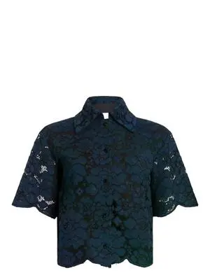 Patou Lace Short-sleeves Shirt - Blue