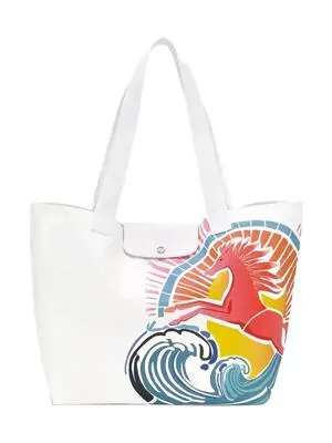 Longchamp Le Pliage Horse-graphic Tote - White