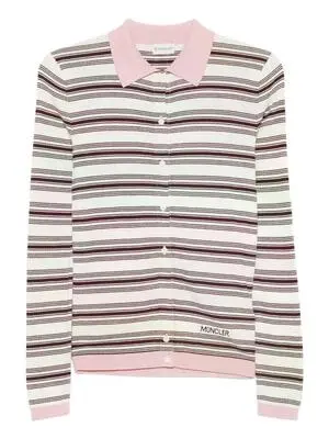 Moncler Striped Polo Top - Neutrals