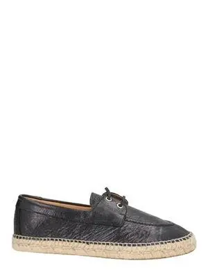 KARIDA Textured Leather Espadrilles - Black