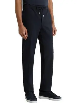 REISS Athlete Jersey Tailored-fit Drawstring Trousers - Navy