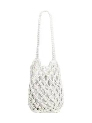 Hat Attack Elodie Fisherman Crochet Bucket Bag - White