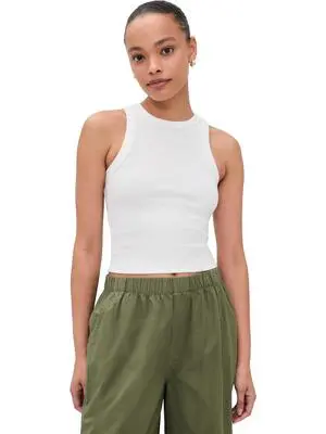 Marine Layer Lexi Rib Sun High Neck Crop Tank - White