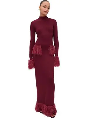 YELLOW THE LABEL Milli Knit Maxi Dress - Burgundy