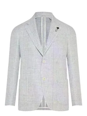 LARDINI Houndstooth Single-breasted Blazer - Grey