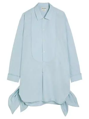 JW Anderson Knotted Cotton-blend Mini Shirt Dress - Light Blue