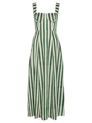 EMPORIO SIRENUSE Striped Cotton Midi Dress - Green