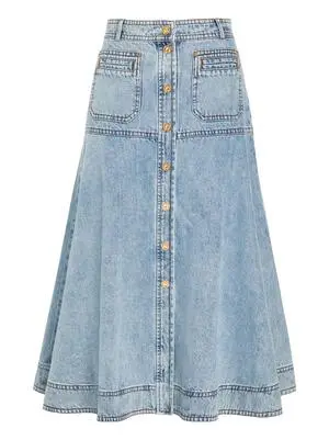 ZIMMERMANN Panelled Denim Midi Skirt