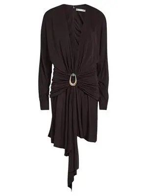Christopher Esber Draped Asymmetric Jersey Midi Dress - Dark Brown
